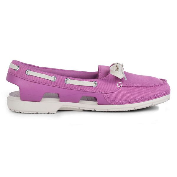 Crocs - Giày Lười Nữ Beach Line Hybrid Boat Wild Orchid/Stucco (Tím ...
