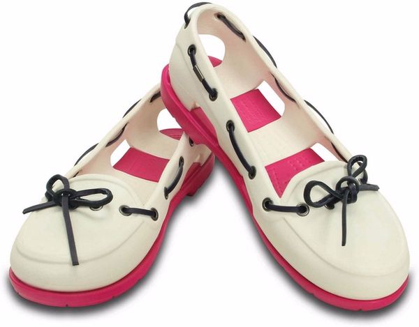Crocs - Beach Line Boat Giày Lười Women White/Candy Pink Nữ – Khăn Nén ...