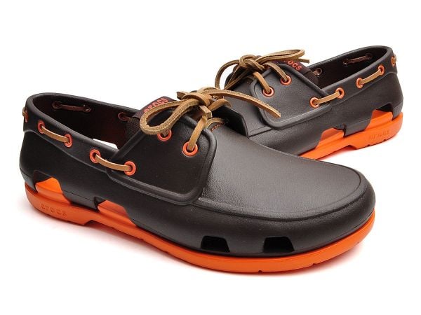 Crocs - BEACH LINE BOAT Giày Lười KIDS M ESPRESSO/ORANGE Nam – Khăn Nén ...
