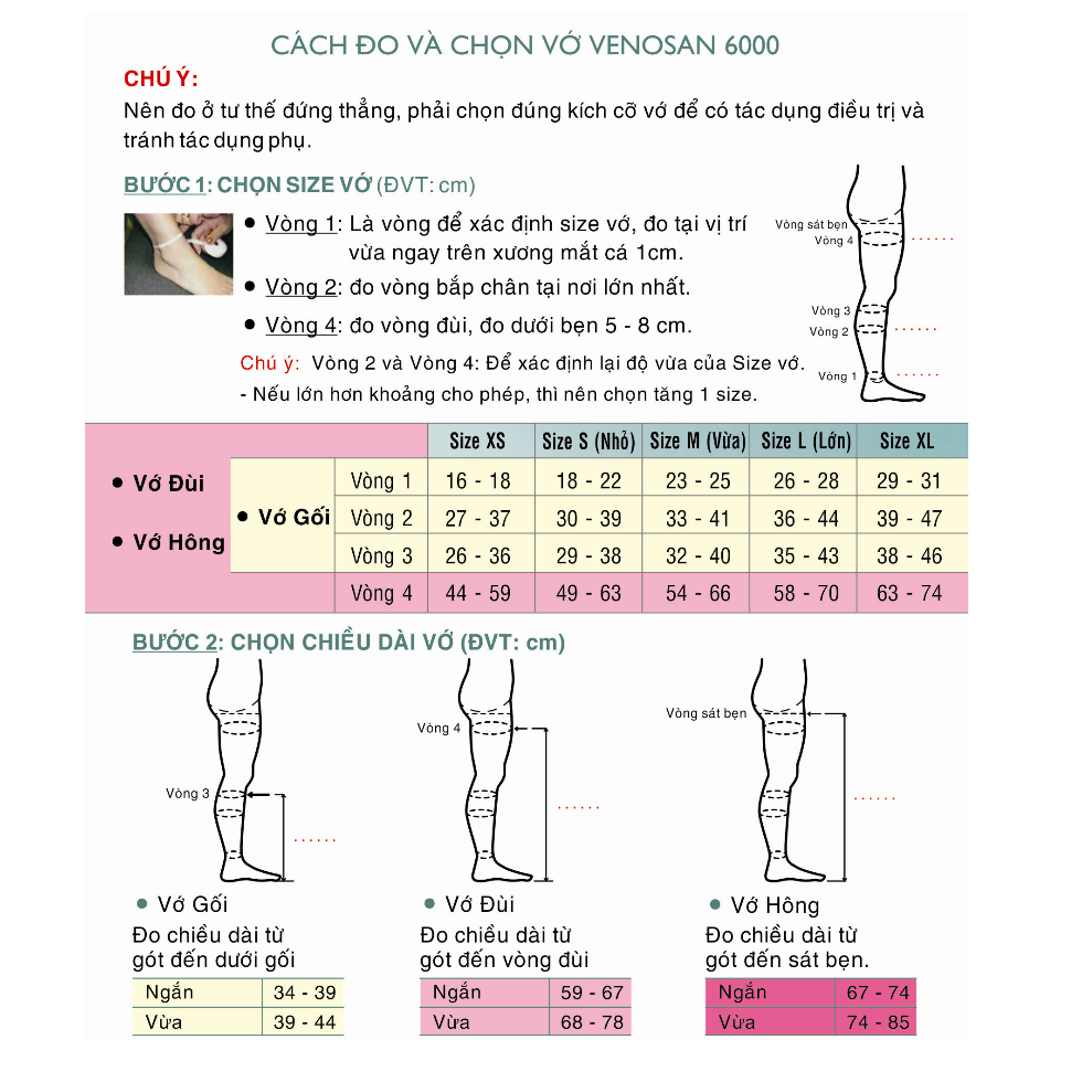 Vớ giãn tĩnh mạch Venosan 6000 - Vớ Gối – Dụng cụ y khoa thẩm mỹ Tuấn Kiệt